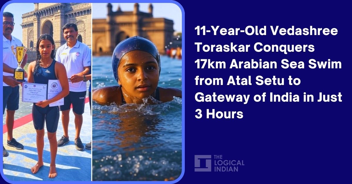 11-Year-Old Vedashree Toraskar Conquers 17km Arabian Sea Swim from Atal ...