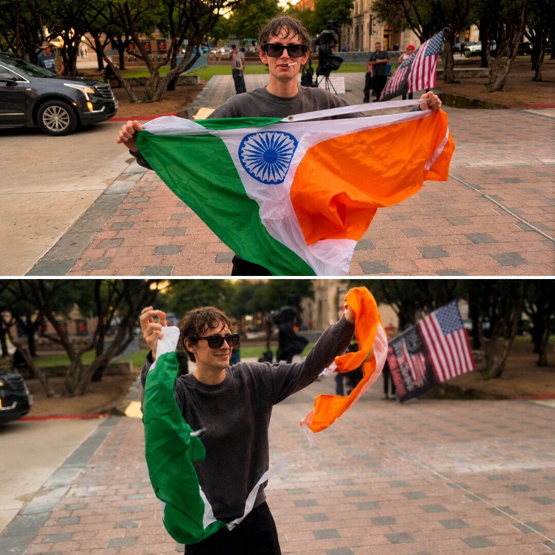 Frisco City Hall Protest: Texas Man Tears Indian Flag, Viral Video ...