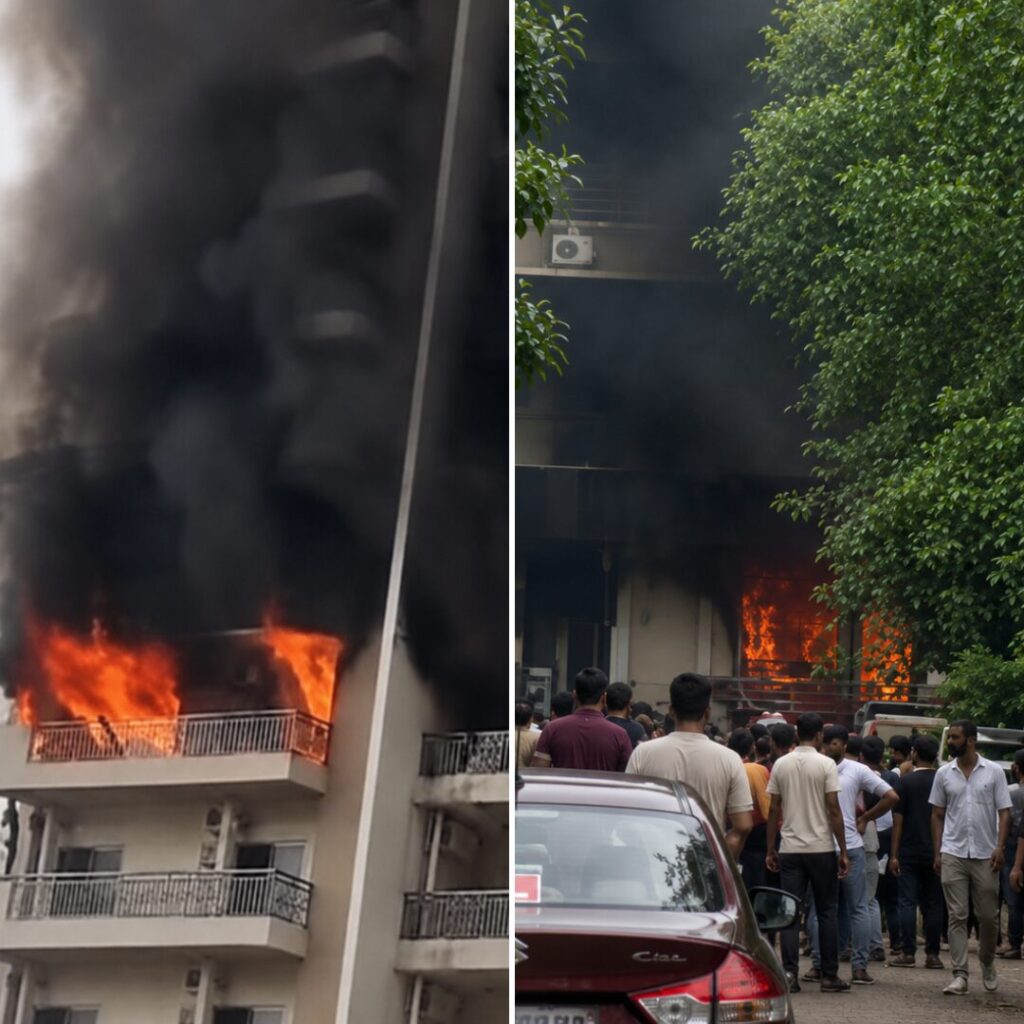 Noida Panic: Twin Fires Erupt In High-Rise Tower And PG Building Within ...